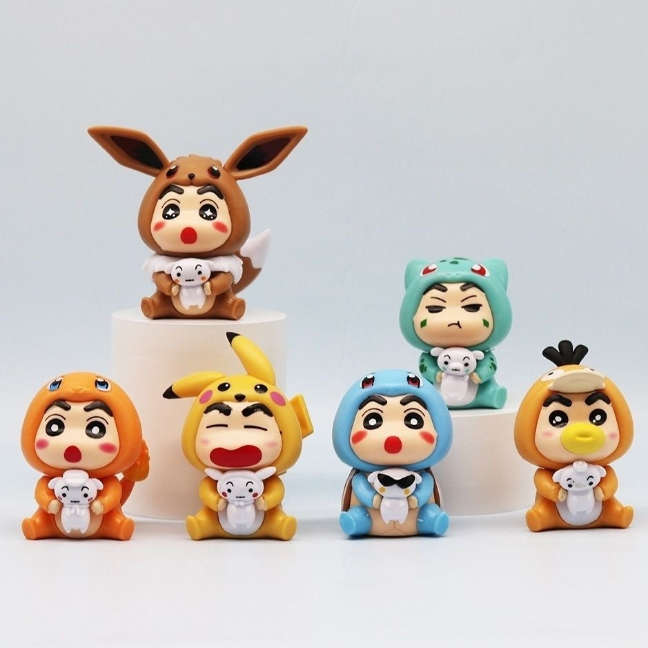 Crayon Shin-chan X Pokemon Blind Box Action Figure (Whole Set of 6 ...